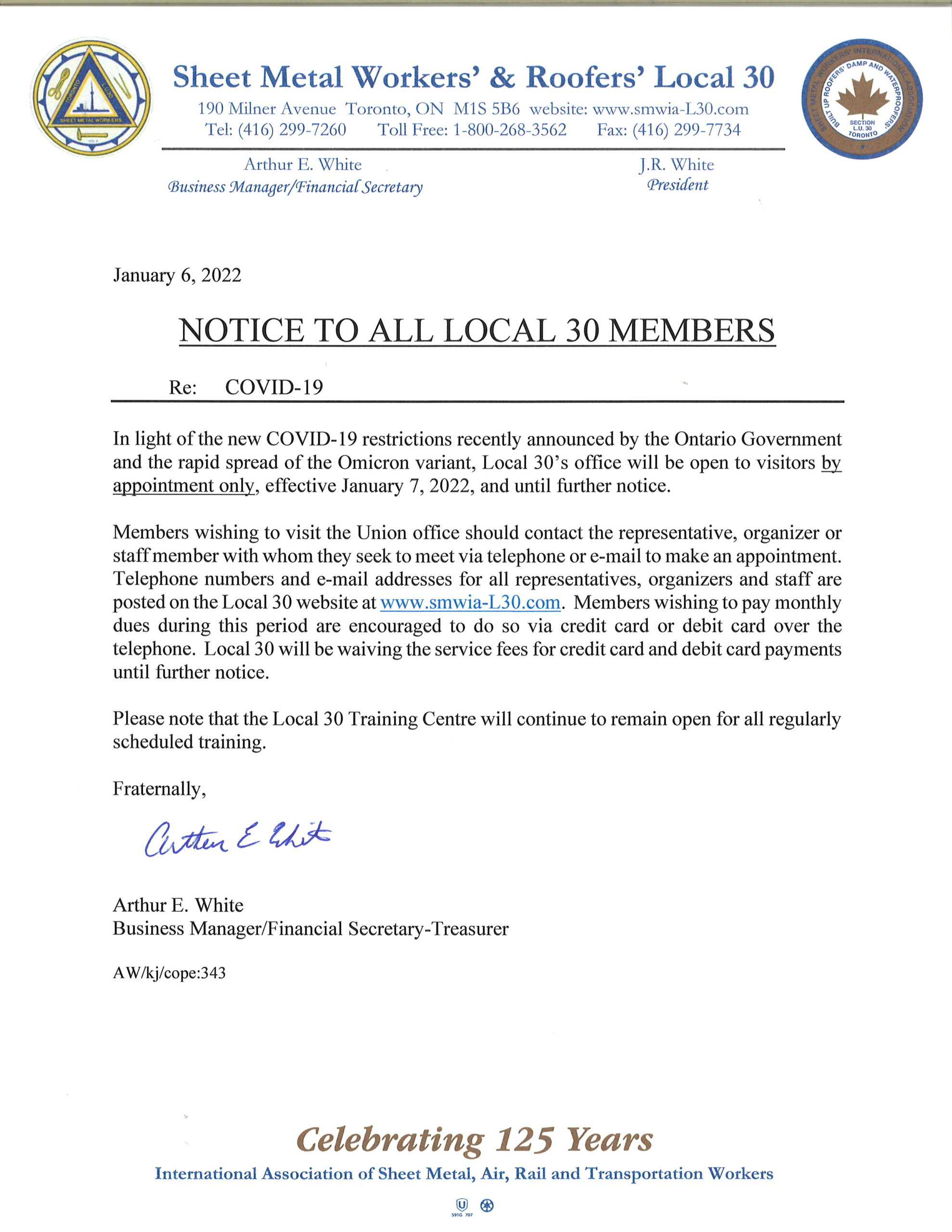 Local 30 office access - Local 30