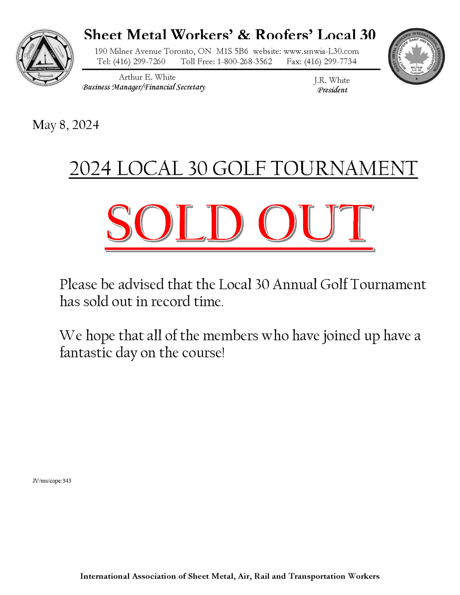 Local 30 Golf Tournament - Local 30