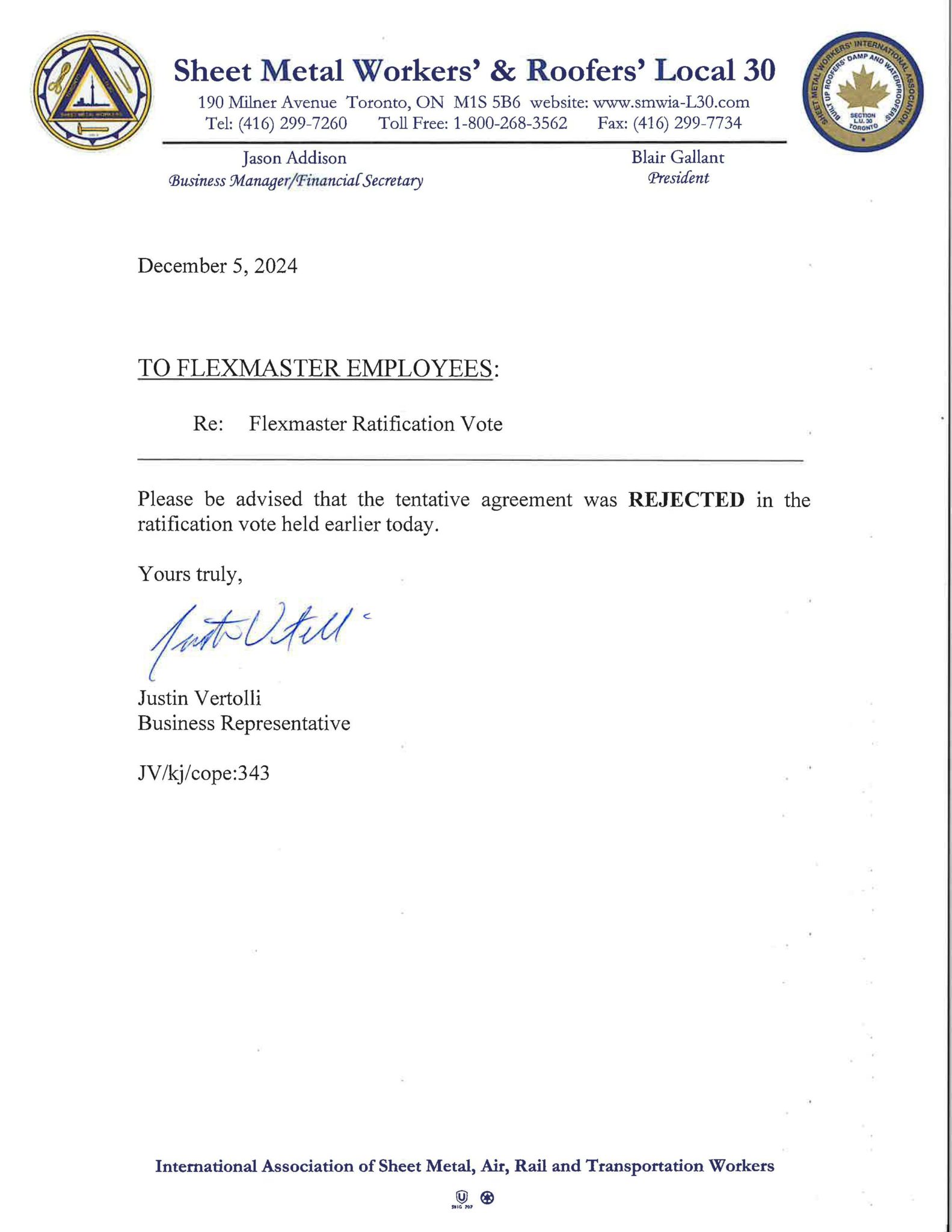 Thank You On Behalf of Local 30 Women's Committee - Local 30