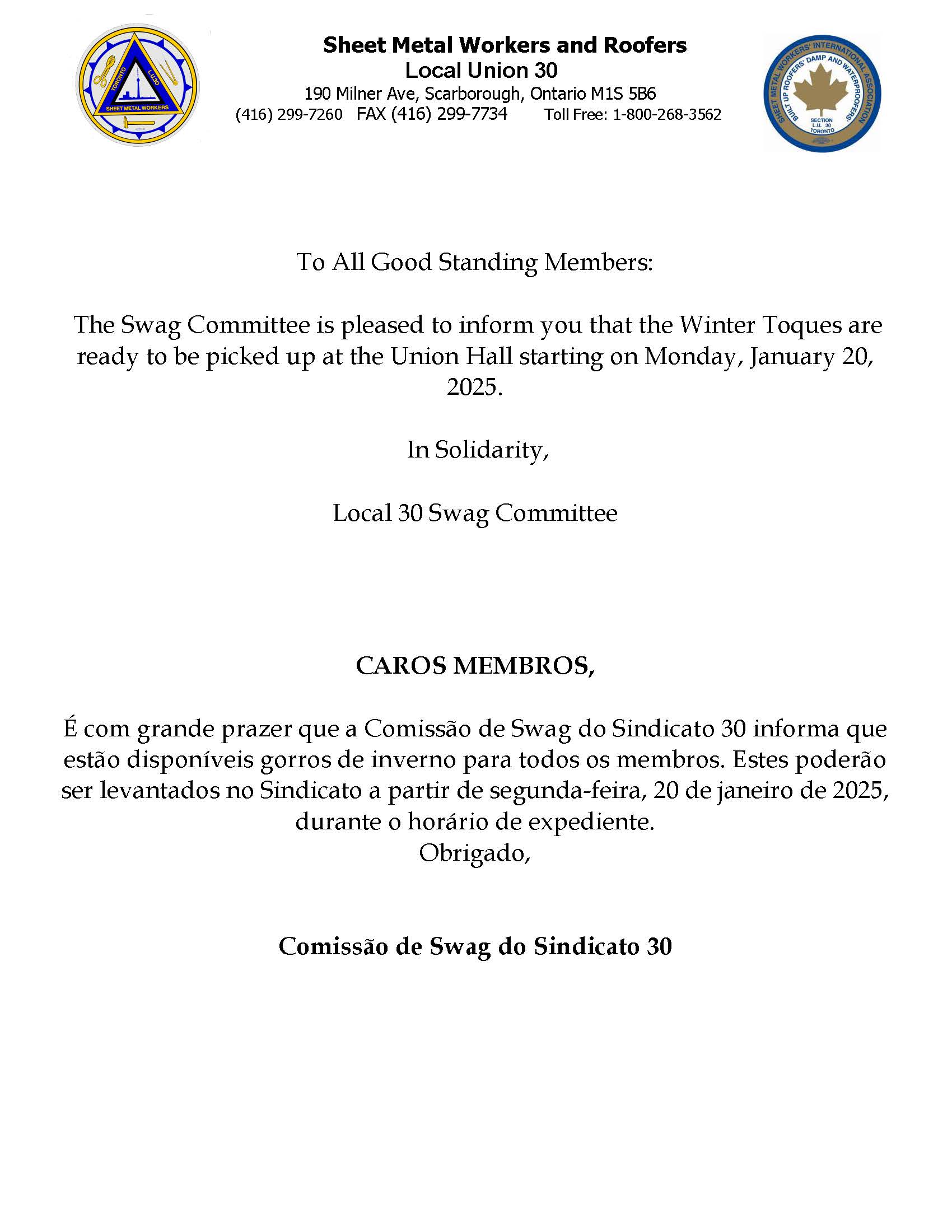 Local 30 Swag Committee - Local 30