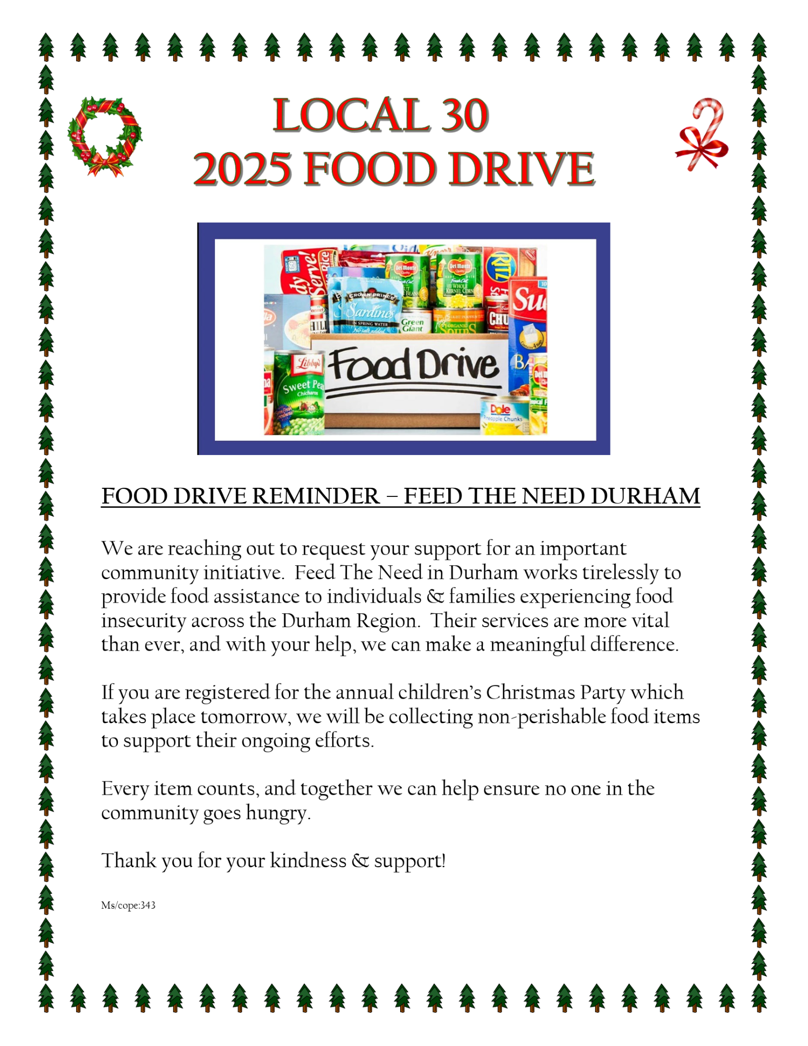 Children's Christmas Party Donations - Local 30